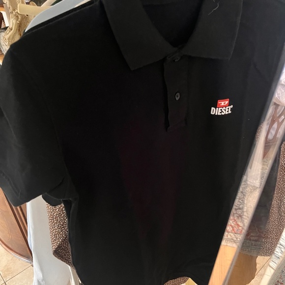 Diesel | Shirts | Diesel Black Polo With Red And White Logo | Poshmark
